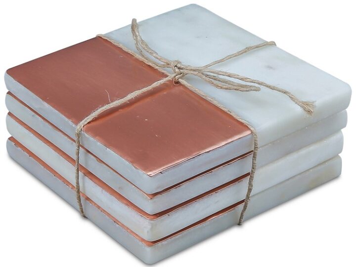 White Marble & Copper Coasters by Thirstystone $6.99 at Macy's!