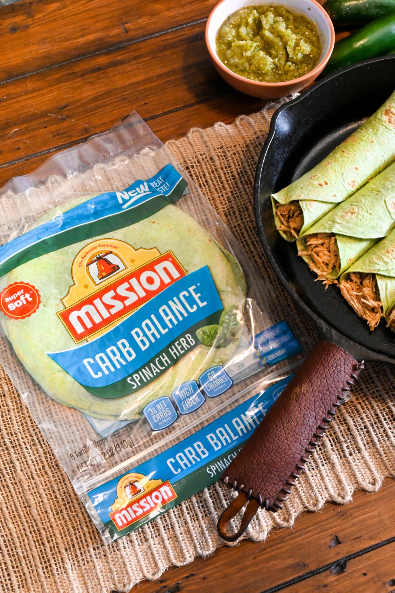 Low Carb Chicken Enchiladas With Mission® Carb Balance Spinach Wraps