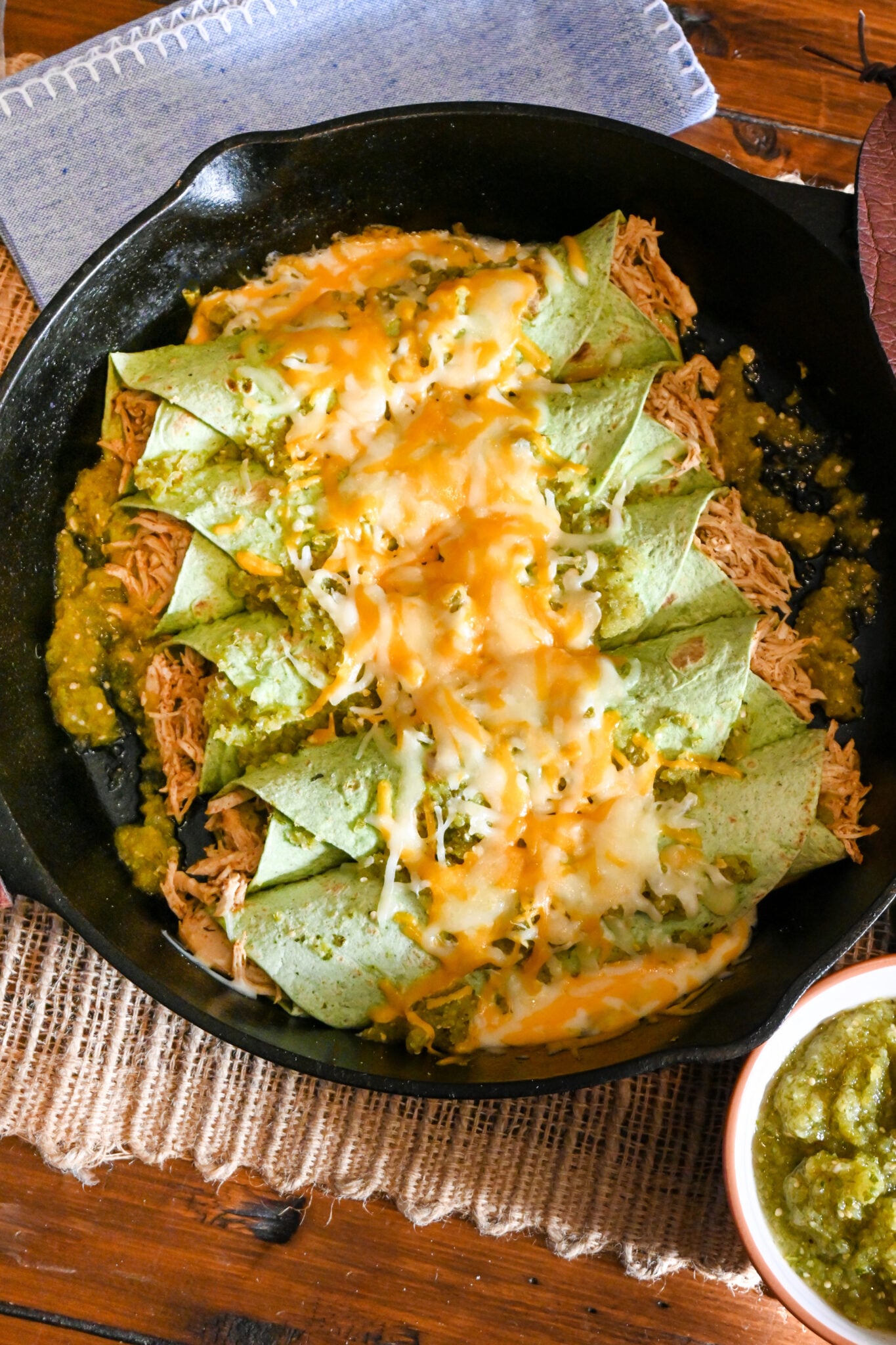Low Carb Chicken Enchiladas with Mission® Carb Balance Spinach Wraps